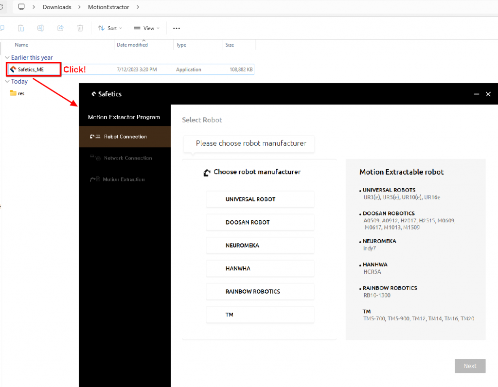 Motion extractor - Download and Launch